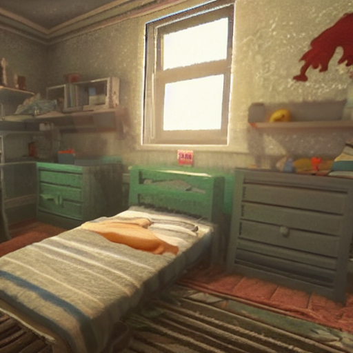 Stable Diffusion prompt: image of a room with little boy - PromptHero