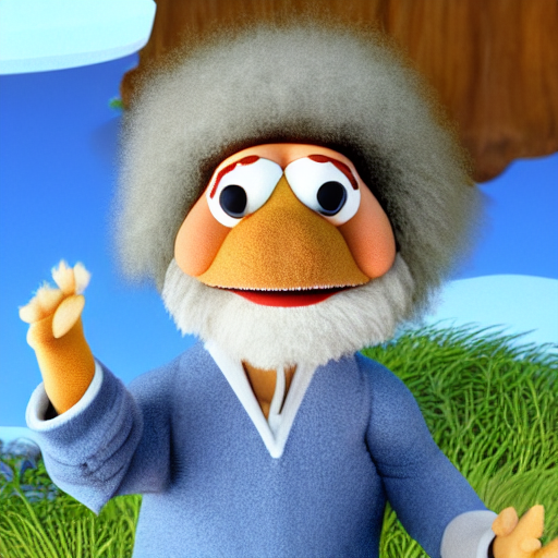 Stable Diffusion prompt: Bob Ross as a muppet, pixar fur, - PromptHero