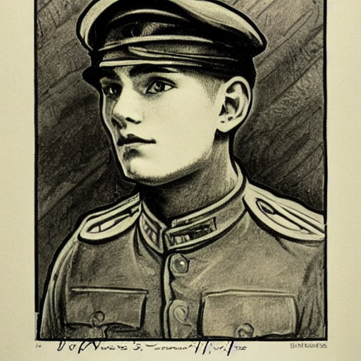 Stable Diffusion prompt: Drawing of a young German ww2 - PromptHero