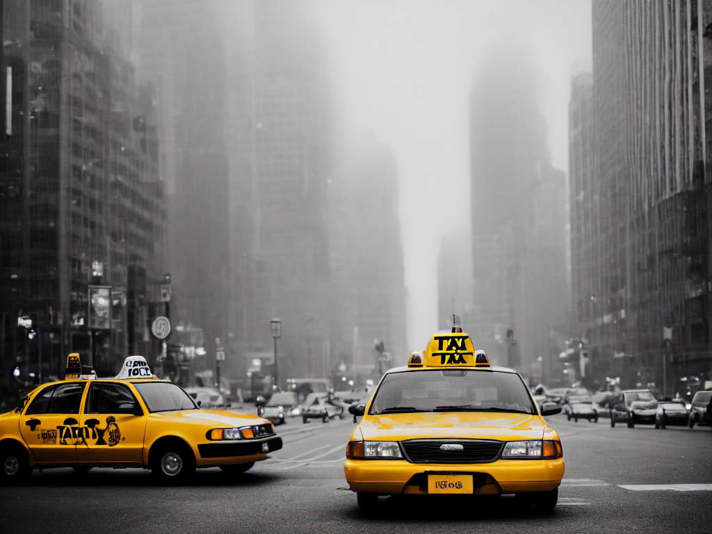 Stable Diffusion prompt: Taxi running in the city, street - PromptHero