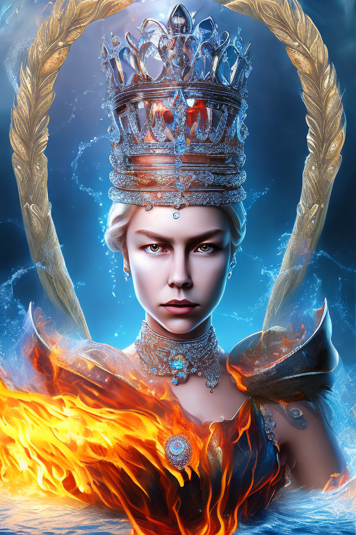 Openjourney prompt: queen of water character, crown made - PromptHero