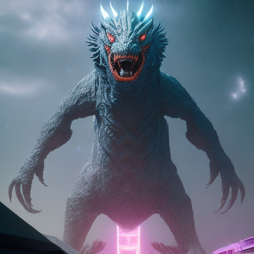 Openjourney prompt: A kaiju in space,8k, hd, contour - PromptHero