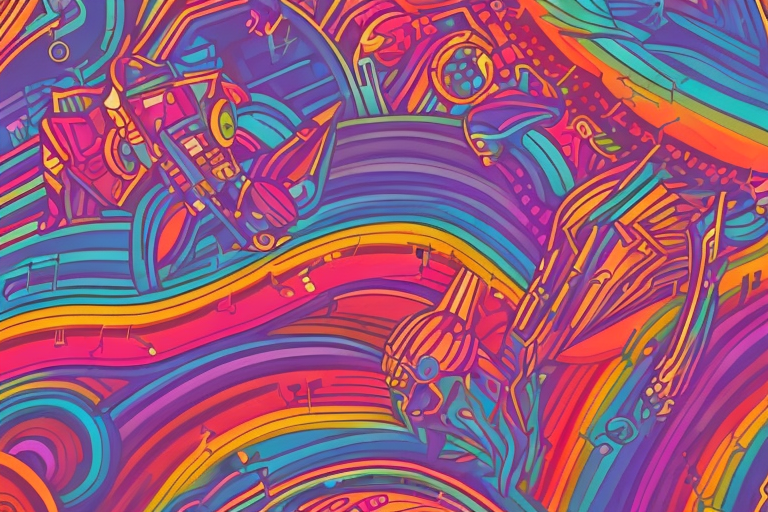 Redshift Diffusion prompt: Art Deco, colorful, music, - PromptHero