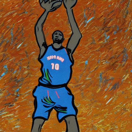 Stable Diffusion prompt: A basketball player going up for - PromptHero