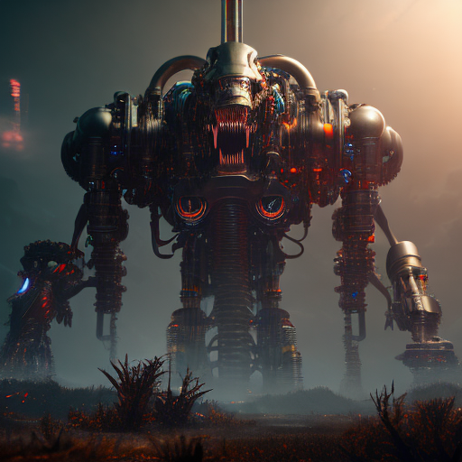 Openjourney prompt: a humongous cyborg monster on the - PromptHero