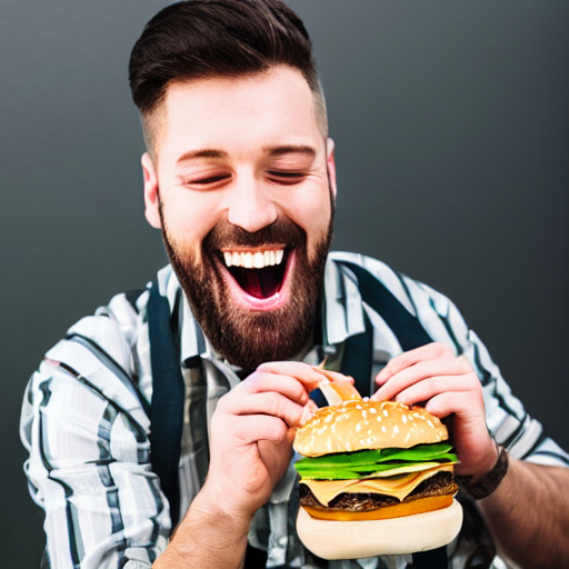 Stable Diffusion prompt: cute guy eating buger, simple, - PromptHero