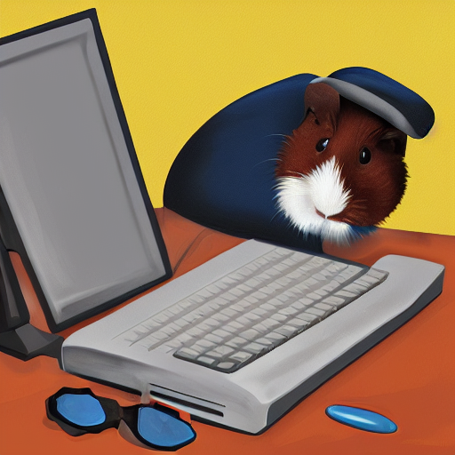 Stable Diffusion prompt: guinea pig programmer at a - PromptHero