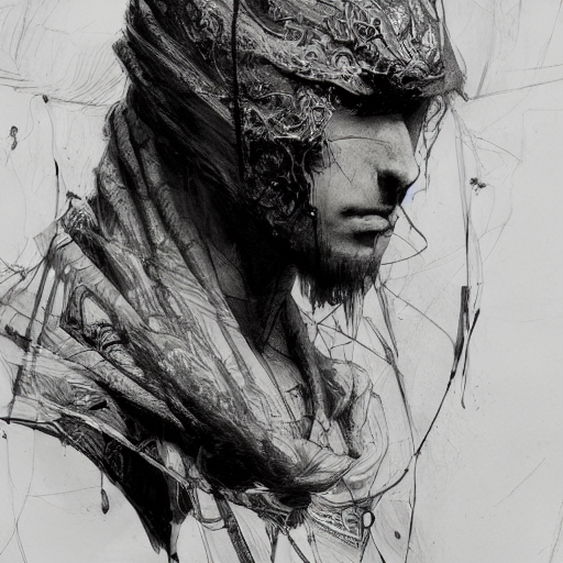 Stable Diffusion prompt: portrait of hooded avenger, pen - PromptHero