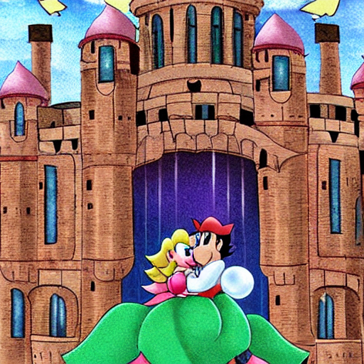 Waifu Diffusion prompt: Mario and Princess Peach Hugging - PromptHero