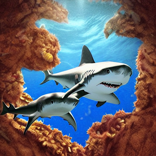 Stable Diffusion prompt: Sharks swimming through sand - PromptHero
