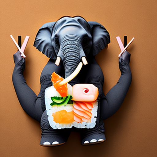 Openjourney prompt: cute elephant eating sushi, simple, - PromptHero