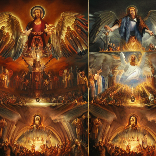 Stable Diffusion prompt: heaven and hell, angelic armies, - PromptHero