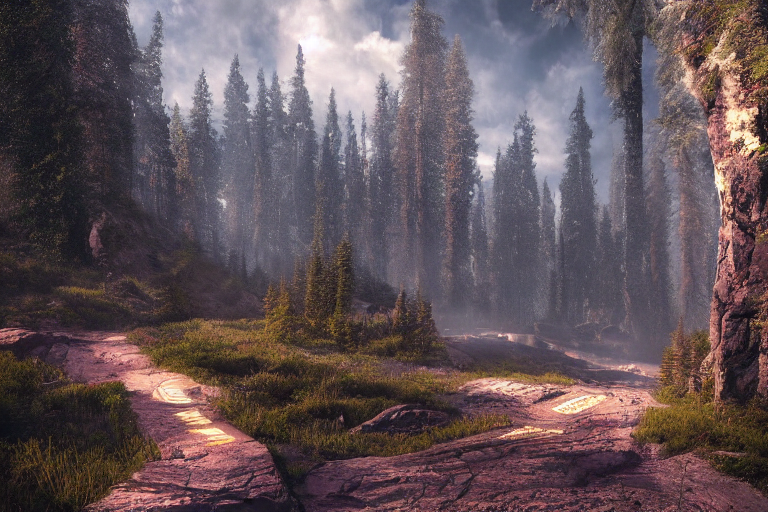 Stable Diffusion prompt: A trail through the unknown, - PromptHero