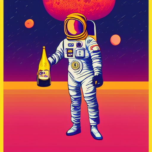 Stable Diffusion prompt: retro spaceman holding a beer - PromptHero