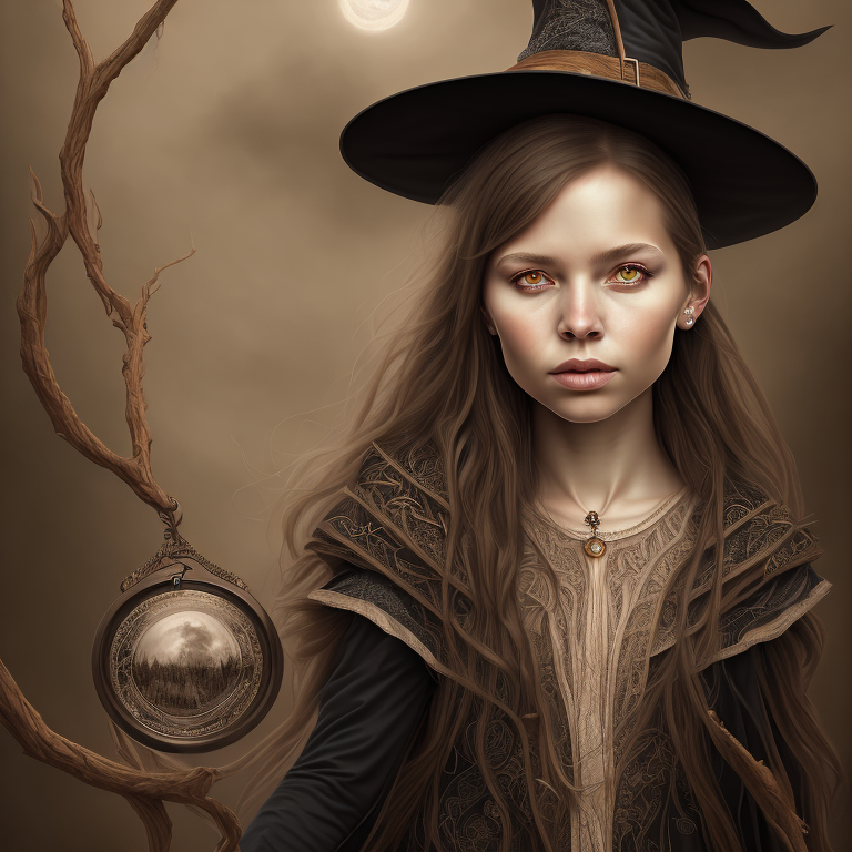 Openjourney prompt: Full height Portrait of young witch, - PromptHero