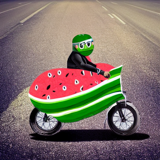Stable Diffusion prompt: a watermelon riding motorcycle, - PromptHero