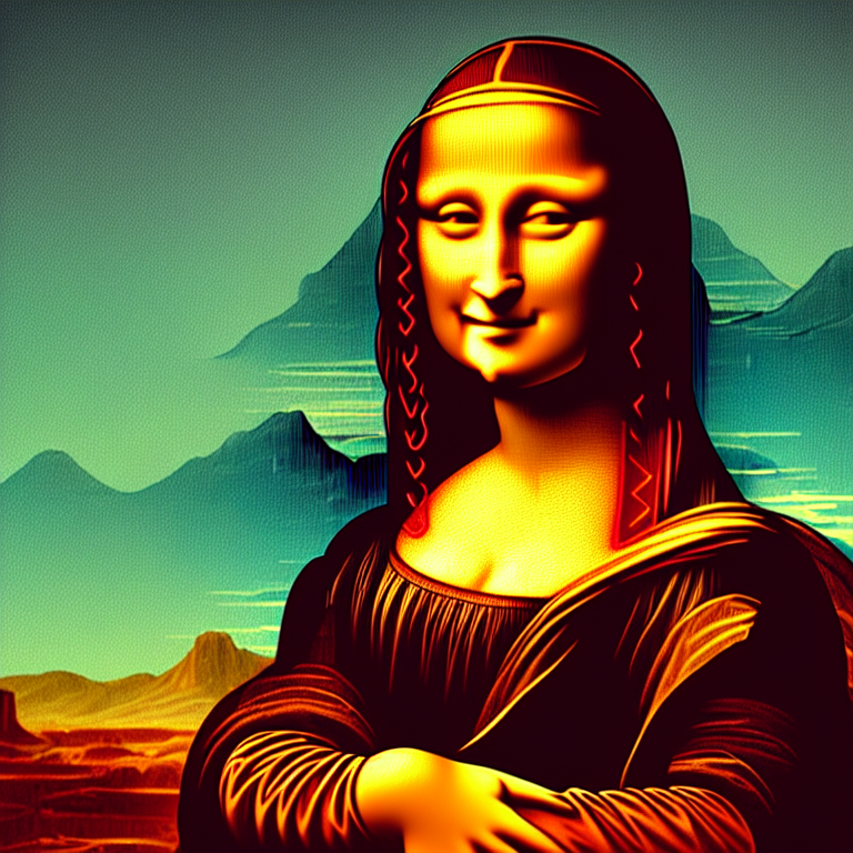 Stable Diffusion prompt: Robot Mona Lisa cyberpunk neon - PromptHero