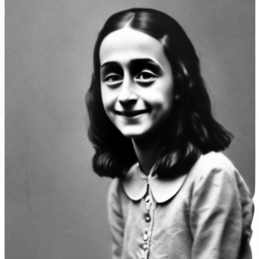 Openjourney prompt: Anne Frank portrait hyper realistic - PromptHero