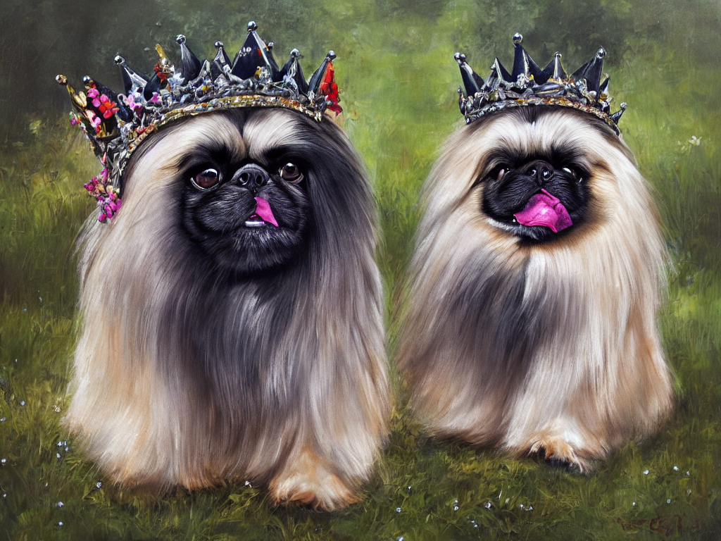 Stable Diffusion prompt: Royal pekingese dog wearing a - PromptHero
