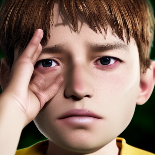 Stable Diffusion prompt: 10 years old boy, sad - PromptHero