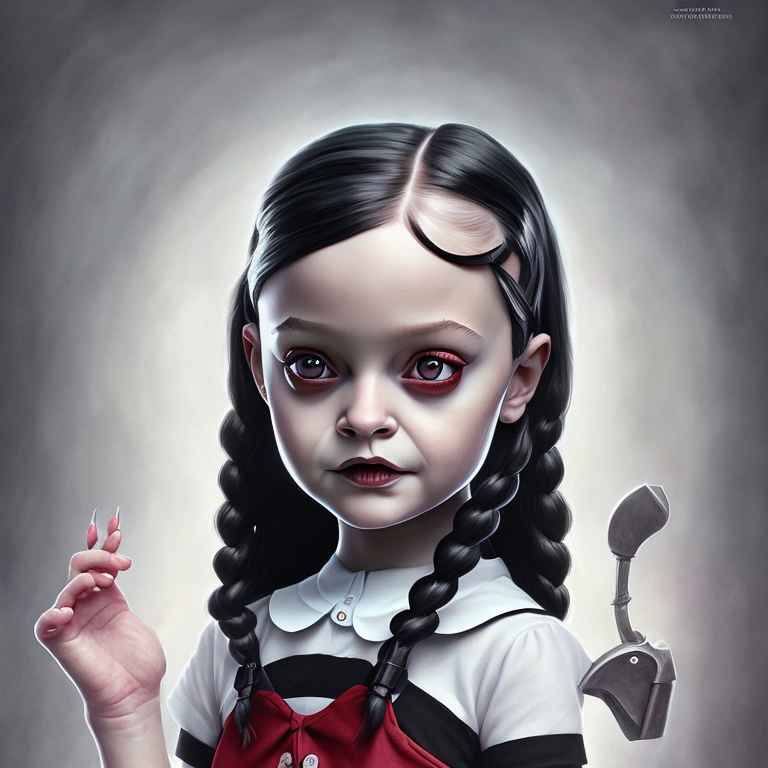 Openjourney prompt: Portrait of cute baby wednesday - PromptHero