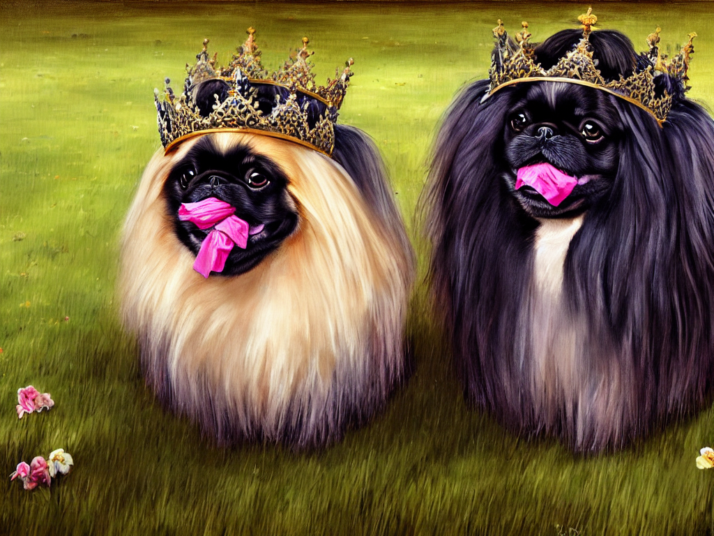 Stable Diffusion prompt: Royal pekingese dog wearing a - PromptHero