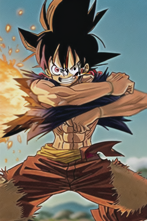 Anything prompt: Monkey d luffy fighting goku - PromptHero