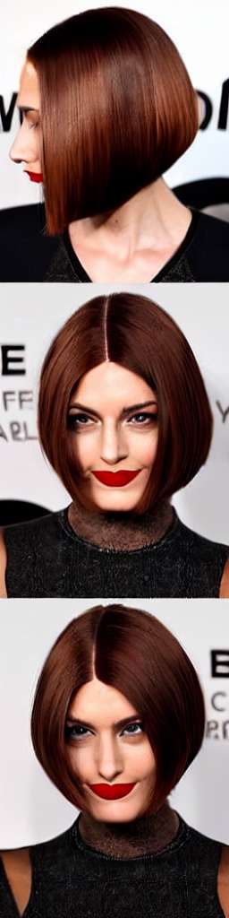 Stable Diffusion prompt: Her hair is styled in a sleek, - PromptHero