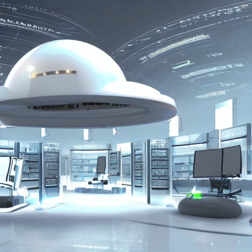 Stable Diffusion prompt: a futuristic cloud-server lab, - PromptHero