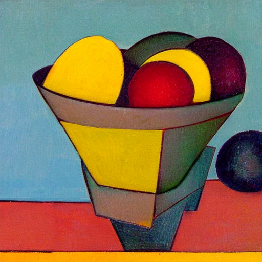 Stable Diffusion prompt: still life fruit bowl, cubism - PromptHero