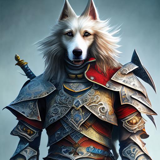 Openjourney prompt: Dog warrior, final fantasy armor, - PromptHero