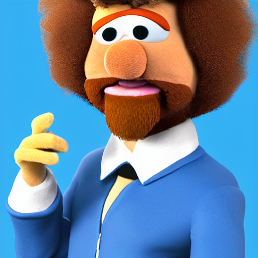 Stable Diffusion prompt: Bob Ross as a muppet, pixar fur, - PromptHero