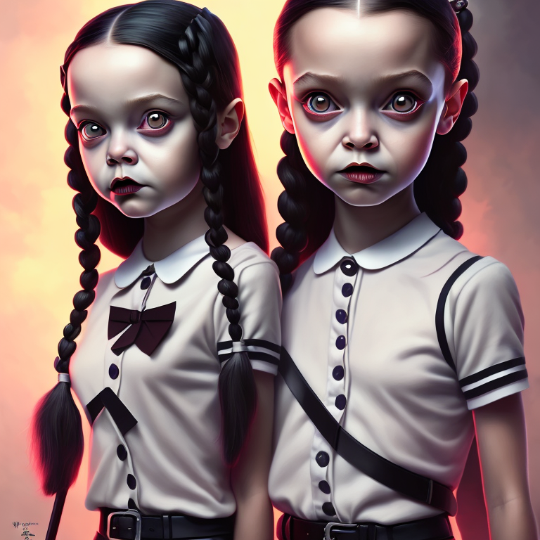 Openjourney prompt: Portrait of cute baby wednesday - PromptHero