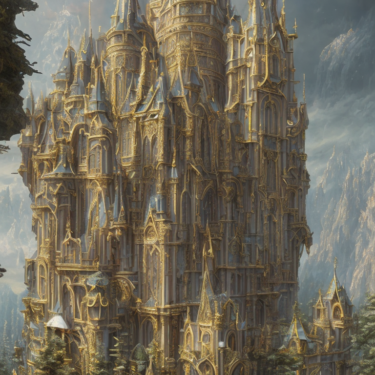 Openjourney prompt: A nouveau architectural castle with - PromptHero