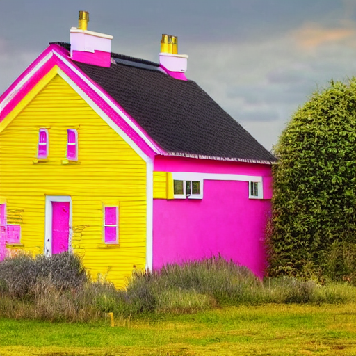 Stable Diffusion prompt: yellow and pink house - PromptHero