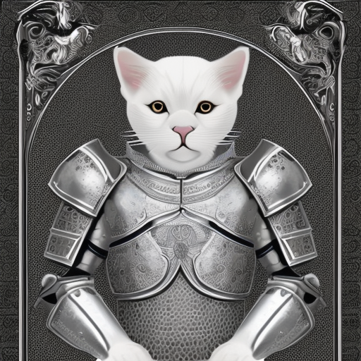 Redshift Diffusion prompt: kneeling white cat knight, - PromptHero