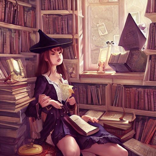 Stable Diffusion prompt: witch in the library | | cute - - PromptHero