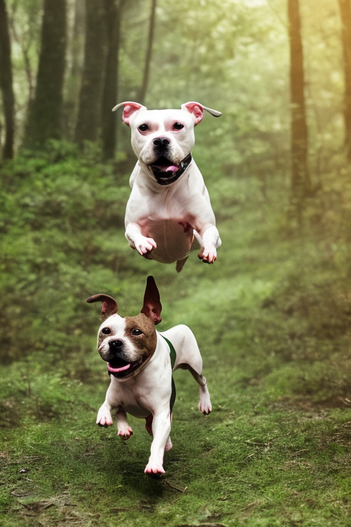 Openjourney prompt: fit pitbull type dog running in a - PromptHero