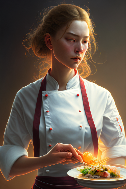 Openjourney prompt: woman, chef, wearing a soiled apron, - PromptHero