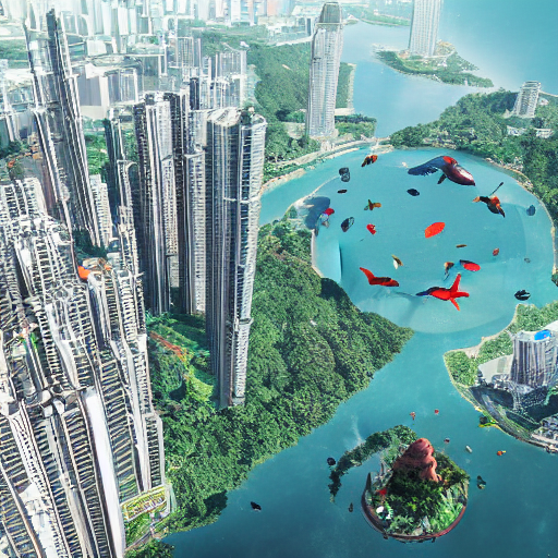 Stable Diffusion prompt: aerial view of a giant fish tank - PromptHero