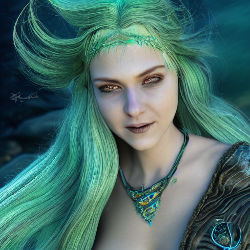 Stable Diffusion prompt: mermaid, pointed ears, green - PromptHero