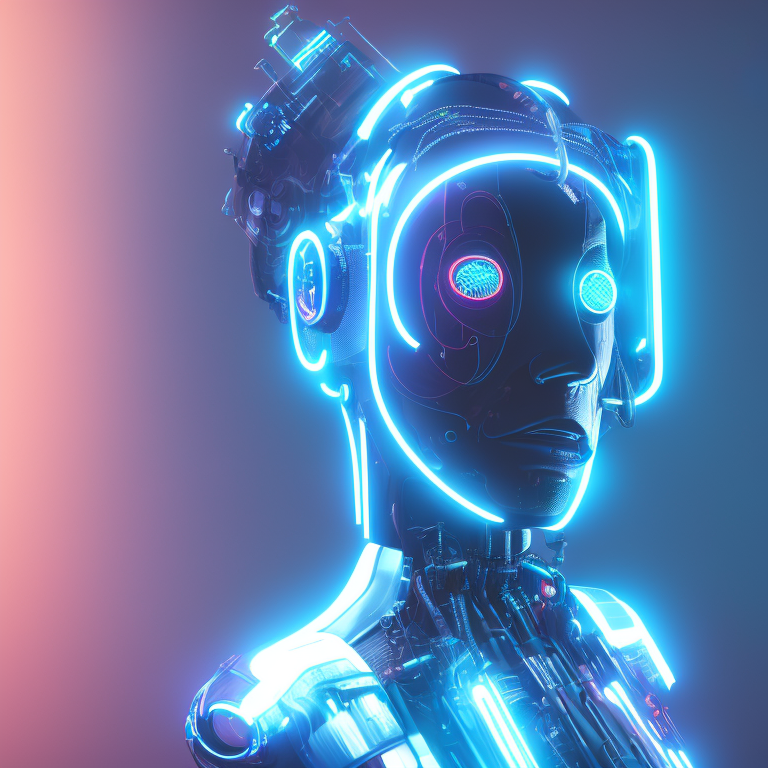 Openjourney prompt: Profile picture of a cyberpunk bot, - PromptHero