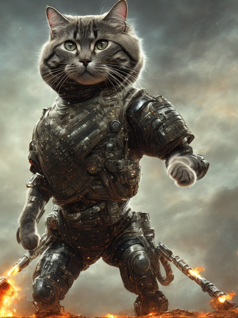 Openjourney prompt: A cat with a humanoid body wearing a - PromptHero