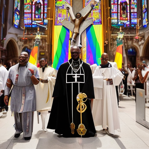 Openjourney prompt: the black Pope front view wearing - PromptHero