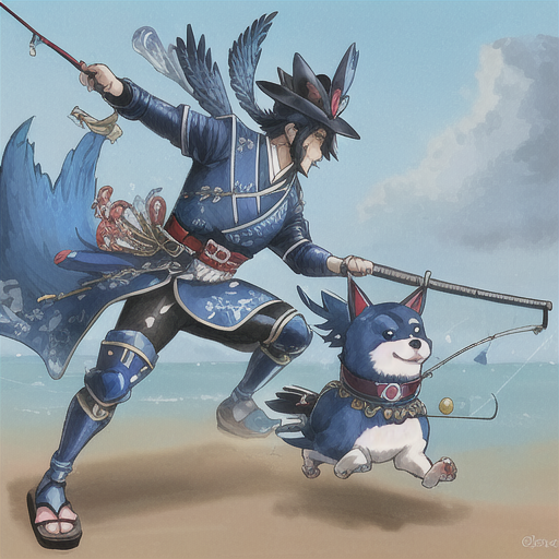 Anything prompt: a twitter-like blue bird in a samurai - PromptHero