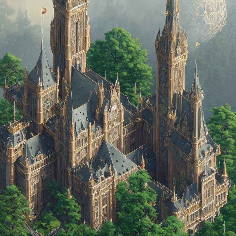 Openjourney prompt: An art nouveau castle with elegant - PromptHero