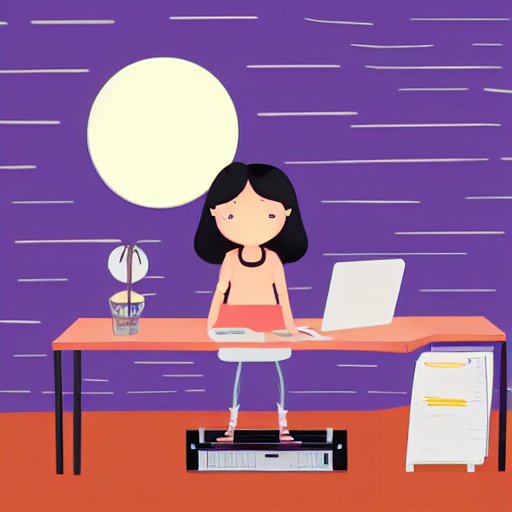 Stable Diffusion prompt: girl sitting back work bench - PromptHero