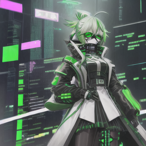 Anything prompt: hacker girl with LED display complete - PromptHero