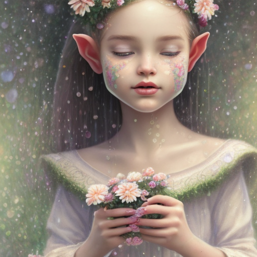 Openjourney prompt: Cute girl elf smelling a flower | - PromptHero