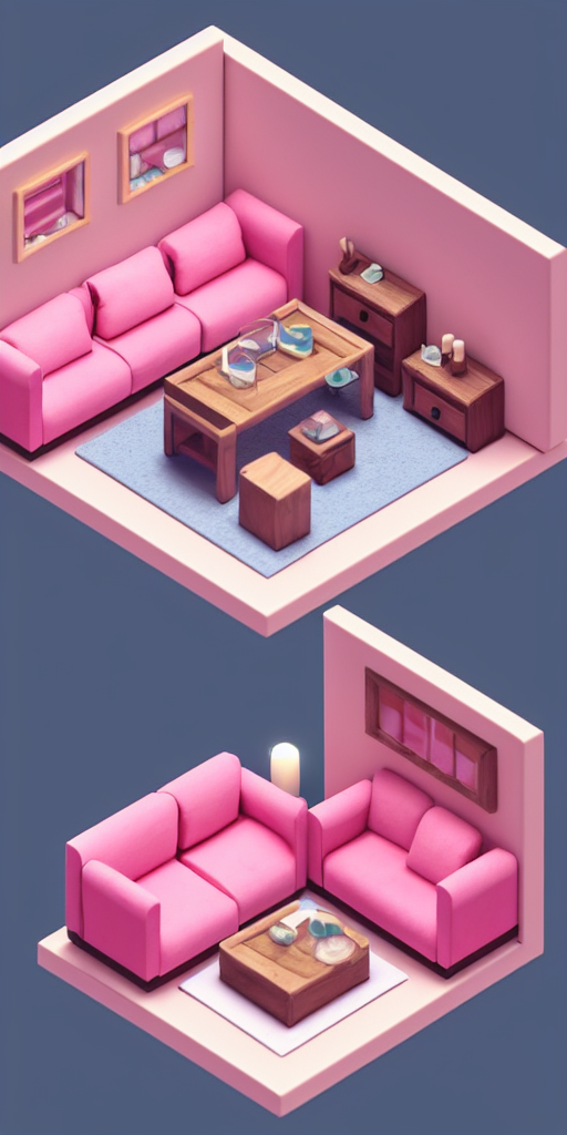 Stable Diffusion prompt: Tiny cute isometric living room - PromptHero
